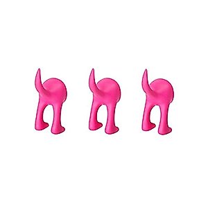 IKEA Set of 3 Dog Tail Hooks Hat Coat Key Wall Mounted Hanger (Pink)