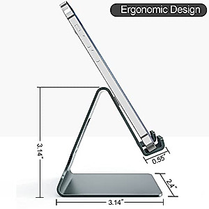 Cell Phone Stand (Black & Grey), Phone Dock, Cradle, Holder, Aluminum Desktop Cellphone Stand with Cable Collective for Office Desk, Bedside Table Compatible with iPhone 12 11 Pro Max