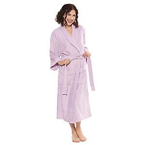 TexereSilk Women's Luxury Terry Cloth Bathrobe - NEW & IMPROVED FABRIC (Lavender Fog, Large/X-Large)