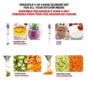 Starfrit 024221-002-0000 250-Watt 4-in-1 Hand Blender Small Kitchen Appliance, Regular Sized, white