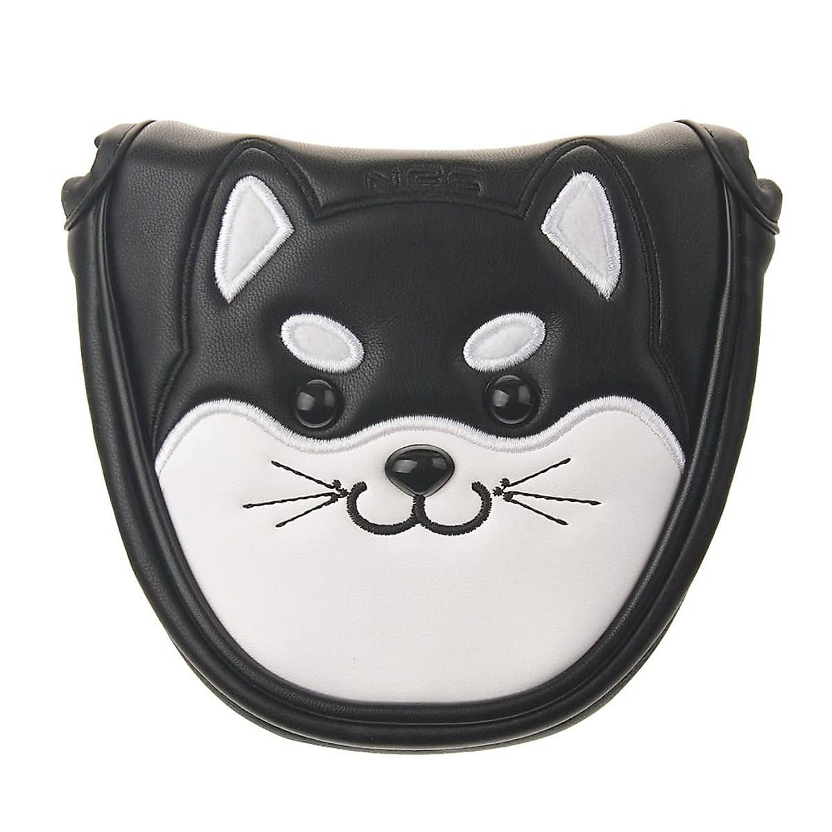 COOLSKY Golf Mallet Putter Head Cover Cute Akita Dog Animal Cartoon Pattern Magnetic Synthetic Leather PU Puppy Dog Headcovers Black