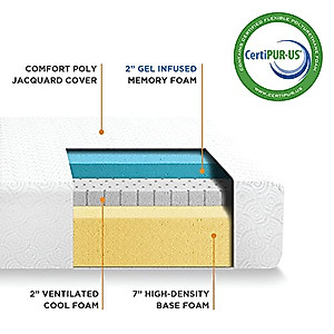 Best Price Mattress 11 Inch Signature Gel Memory Foam Mattress, Cooling Gel Infusion, King, White