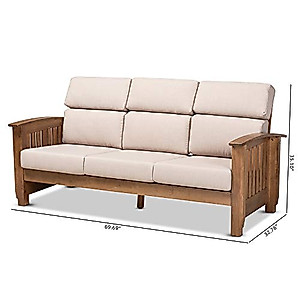 Baxton Studio Sofas, Taupe/Walnut Brown