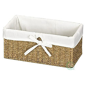 Vintiquewise(TM) Seagrass Shelf Basket Lined with White Lining