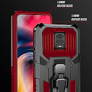vvoo for Xiaomi Redmi Note 9s/9 Pro Case,with [2 Pack] Tempered Glass Screen Protector Military Grade Hybrid Heavy Duty Protection Built-in Fold Kickstand for Xiaomi Redmi Note 9s/ 9 Pro Case -RED