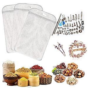100 Pack Clear Durable Plastic Resealable Zipper Baggies -Stripe Smell Proof Baggies Sealing Small Business for Jewelry, Necklaces, Earrings, Bookmark Storage (4x7.3 inch)