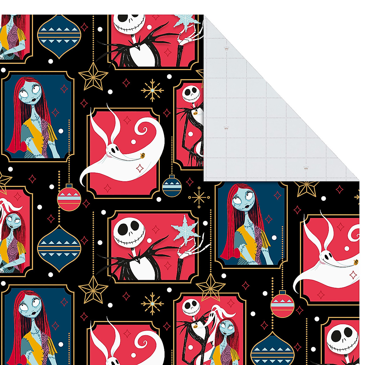 Hallmark Nightmare Before Christmas Flat Wrapping Paper Sheets with Cutlines on Reverse (12 Folded Sheets) for Christmas, Birthdays, Halloween