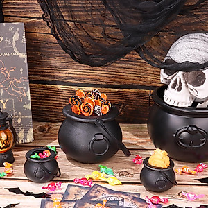 5 in 1(8.5", 5.5", 3pcs 2.8") Package Plastic Cauldron and Black Witches Cauldron,Halloween Decor Black Hanging Cauldron Candy Bucket for Holiday Trick or Treat Party and Patrick’s Day Decor