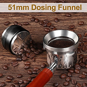 51mm Coffee Tamper and espresso Distributor，51mm Stainless Steel Espresso Dosing Funnel Set,Dual Head Coffee Leveler, Fits for 51mm Breville Portafilter, Adjustable Depth Espresso Hand Tamper