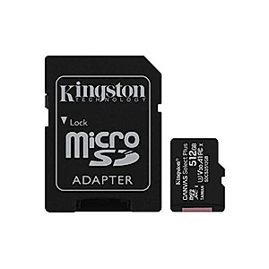 Kingston 512GB microSDXC Canvas Select Plus 100MB/s Read A1 Class UHS-I Memory Card + Adapter (SDCS2/512GB)