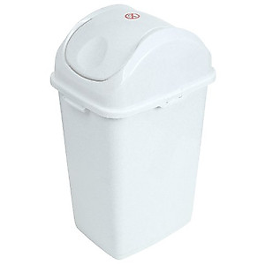Superio Kitchen Trash Can 13 Gallon with Swing Lid, Plastic Tall Garbage Can Outdoor and Indoor, Large 52 Qt Recycle Bin and Waste Basket for Home, Office, Garage, Patio, Restaurant (White Granite)