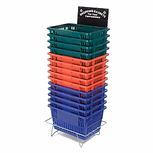 Good L Shopping Basket Stand with Black Sign
