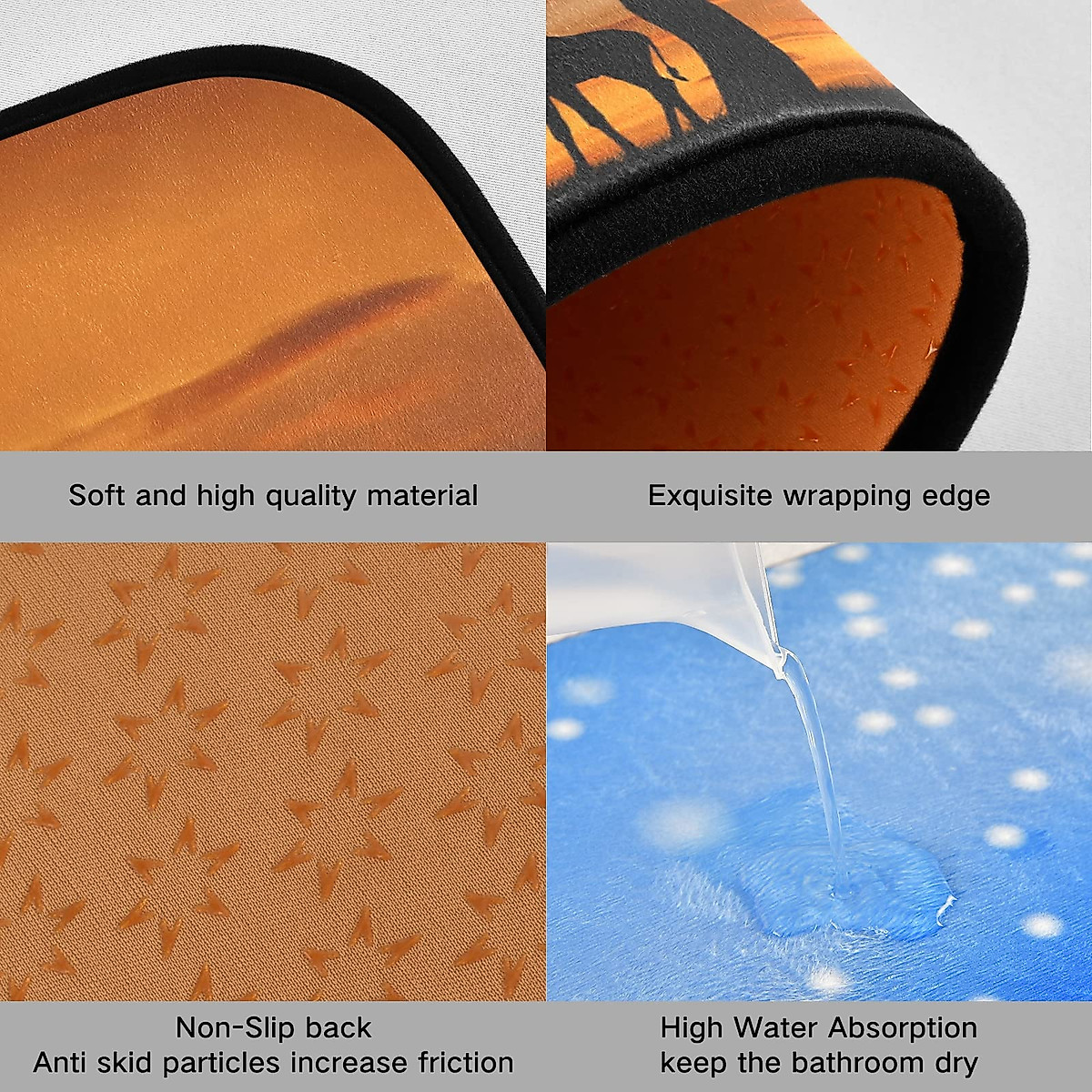 ALAZA Giraffe Sunrise African 2 Piece Kitchen Rug Floor Mat Set Runner Rugs Non-Slip for Kitchen Laundry Office 20" x 28" + 20" x 48"