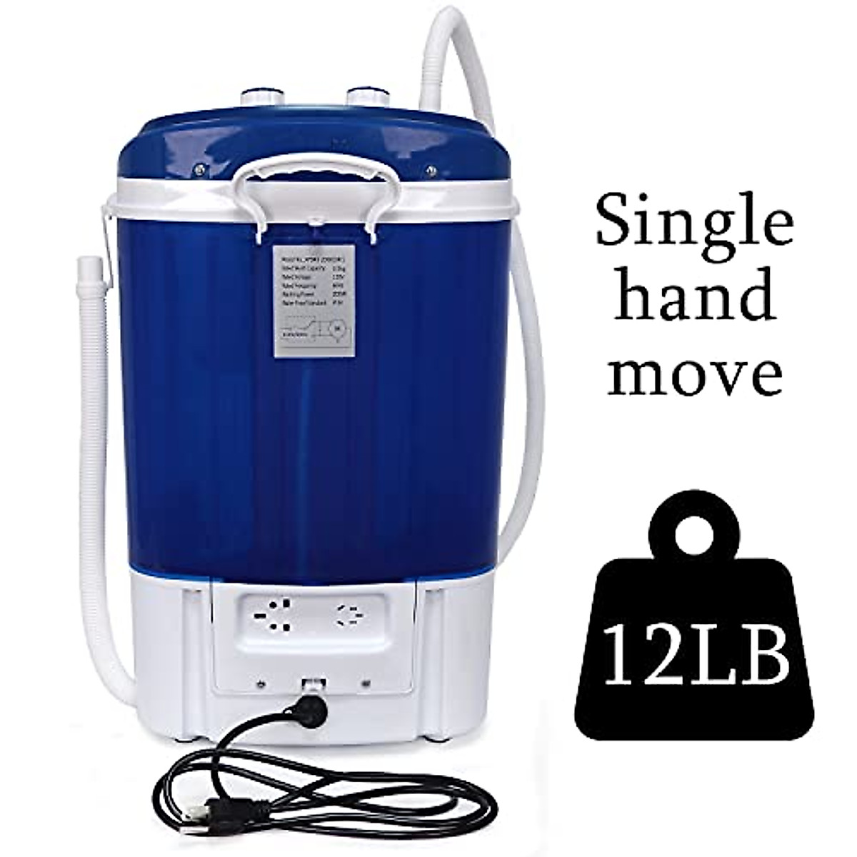HTTMT- 7LB Capacity Portable Mini Washing Machine w/Spinner Timer Control Compact Clothes Laundry Washing Machine For Apartment Traveling RV Water Saving Kids [P/N: ET-HOME007-BLUE]