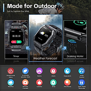 XAXRE Military Smart Watch for Men (Answer/Make Call) 1.85” Outdoor Tactical Sports Smartwatch IP67 Waterproof Rugged Fitness Tracker Heart Rate Sleep Monitor Compatible with iPhone Android