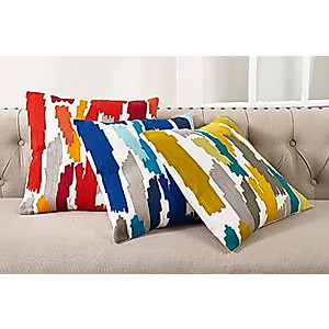 SARO LIFESTYLE 4855.CS20S Embroidered Brushstroke Design Down Filled Throw Pillow, Chartreuse, 20"
