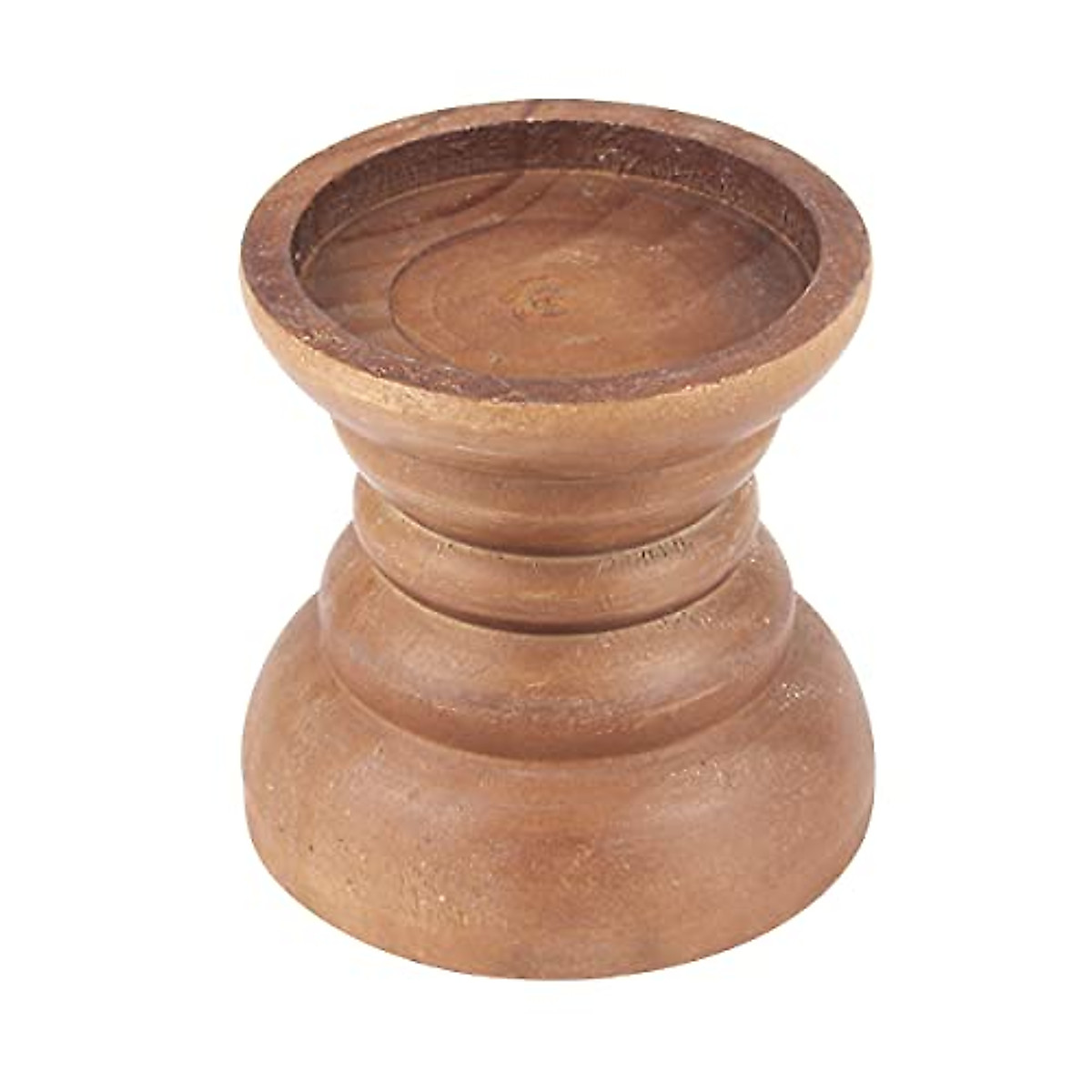 Stonebriar Small Decorative Natural Wood Pillar Candle Holder 4 inch