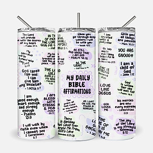 CERMELUS Christian Bible Verse 20oz Skinny Tumbler, Stainless Steel Double Wall Insulated Cup With Lid And Straw Multi, Bible Christian Tumbler Gift, Gifts for Women, Mom, Friend