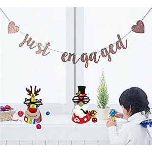 Just Engaged Rose Gold Glitter Banner, Bridal Shower, Engagement, Bachelorette,Wedding Announcement Party Photo Props