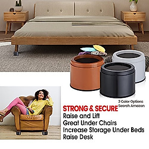 iPrimio Bed Risers 3 Inch Lift, Round, Heavy Duty, 4 Pack, Up to 10000lbs - Bed Raising Blocks, Furniture Risers - Safe, Sturdy Bed Lifts for College Dorm Rooms, Couches, Tables, Desk Riser