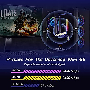 AX210 WiFi 6E Desktop Kit, Expand to Tri-Band 6GHz/5GHz/2.4GHz M.2 NGFF Wireless Bluetooth 5.2 Card Support Windows 10 11, 64 bit Desktop PC, Includes Ipex Cable, 5dBi Antennas and Brackets