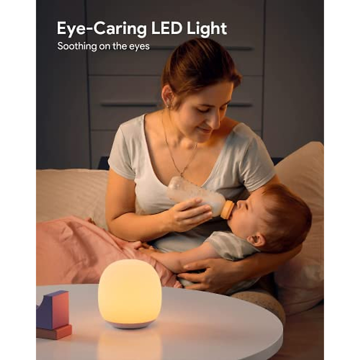 EASEMO Night Light for Kids Room, Baby Night Light with Touch Control, Rechargeable Magnetic Nursery Lamp with RGB Color & Stepless Dimming with 1 Hour Timer for Breastfeeding Bedroom, Child Gifts