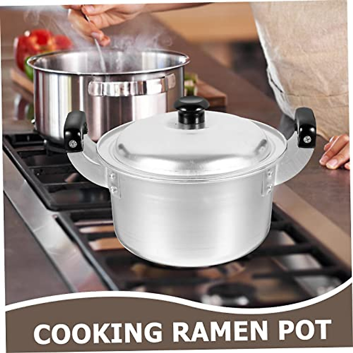 RORPOIR Vintage Aluminum Pot Stock Pot Small Pot with Lid Soup Pot with Lid Aluminum Pans with Lids Korea Noodle Pot Small Pasta Pots Ramen Cooking Pot Quick Heating Ramen Pot Stockpot 16c