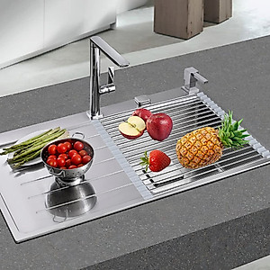 YAHAFI Roll Up Dish Drying Rack - Expandable Kitchen Accessories,Sink Protectors for Kitchen Sink Dish Racks - for Kitchen Counter,Kitchen Rack, 14.6inch(L 19.7inch（W)