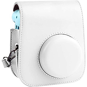 Protective & Portable Case Compatible with Fujifilm for Instax Mini 12/11 Instant Camera with Accessories Pocket and Adjustable Strap. (Ice White)