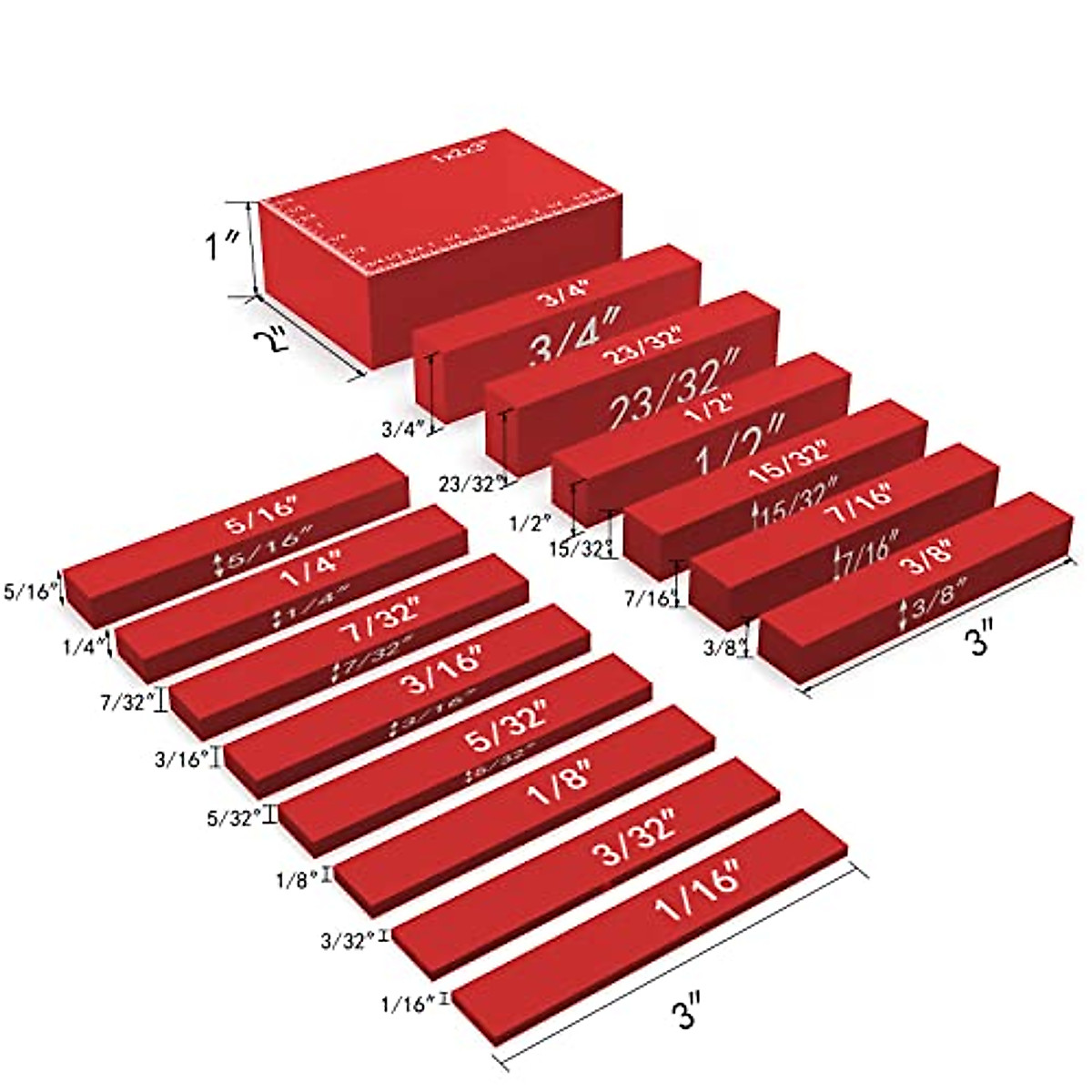 Yiranok Setup Block Miter Gauge Set - Precision Aluminum Router Table Set Up Bars - 15 Pcs Table Saw Accessories Woodworking Tools - Gift Choice for Carpenter, Construction, DIY Handyman (Red)
