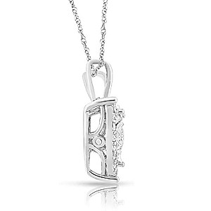 NATALIA DRAKE 1/4 Cttw Heart Halo Diamond Necklace for Women in Rhodium Plated 925 Sterling Silver Color H-I/Clarity I1-I2