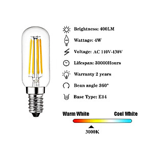 E14 LED Bulb Dimmable European Base E14 LED 40W 400LM E14 LED Dimmable Candelabra Soft White 3000K, Vintage 4W E14 LED Edison Light Bulb for Chandelier European Pendant Lighting, 6 Pack
