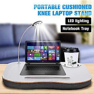 Oversized Velvet Lap Desk,Portable Home Office Laptop Stand,Couch Bed Table with LED Light & Cup Holder for Study Writing Reading Tv Tray-A 40x31cm(16x12inch)