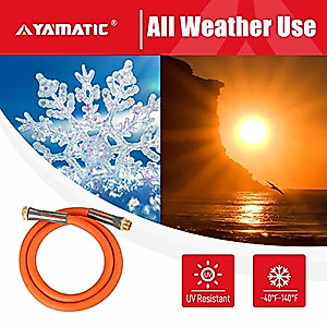 YAMATIC Female to Female Short Garden Hose 5/8 in x 5 ft, 2 in 1 Dual Use Heavy Duty Leader Hose with Solid Brass Connector, All-Weather Water Hose, Burst 600 PSI