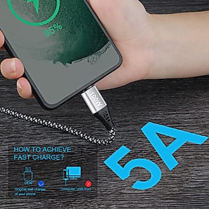USB Type C Cable, [3Pack/6Ft] 100W 5A Super Fast Charging Type C to C Nylon Braided USB C-C Cable for Samsung Galaxy S23 A54 A14 A13 A03S A04S A53 A23 A20 A51 S10 S9,Google Pixel 7Pro 6 Pro 5a 4a 4 XL