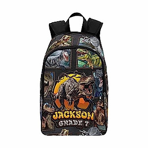 InterestPrint Personalized Animals School Bags for Boys, Custom Gray Frame Shoulders Bag Customized Knapsack Backpack Casual Daypack Travel Bag for Teenagers