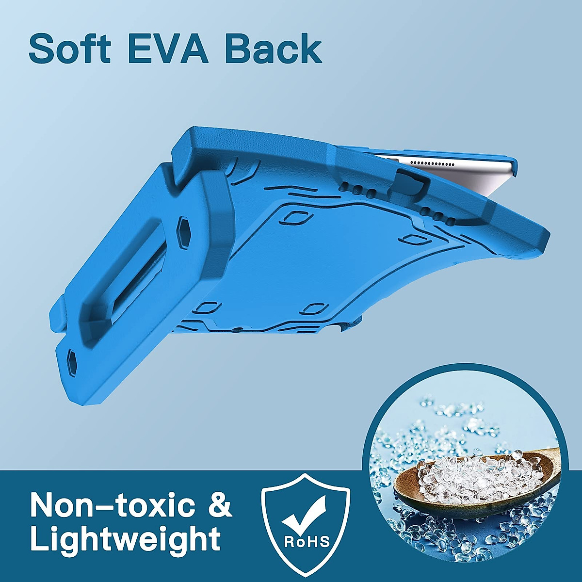 JETech Kids Case for iPad 9.7-Inch (6th/5th Generation, 2018/2017 Model) with Built-in Screen Protector, Shockproof Full-Body Handle Stand Tablet Protective Cover (Blue)