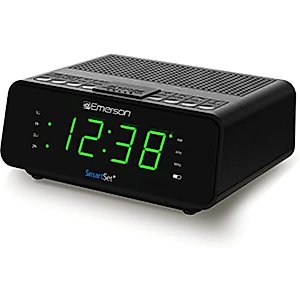 Emerson SmartSet Alarm Clock Radio with AM/FM Radio, Dimmer, Sleep Timer and .9" LED Display, CKS1900 (Black)