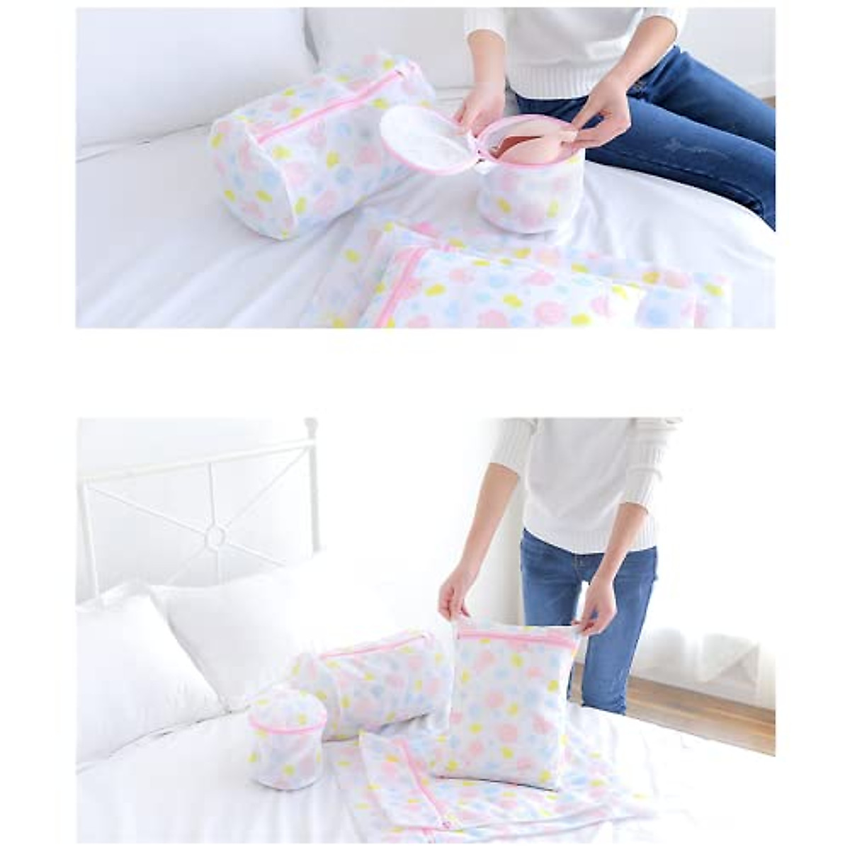 5PCS Laundry Mesh Bags Delicates Wash Bags for Washing Machine,Multi Size for Lingerie, Blouse, Pants, Bra, Underwear, Socks, Coat,Travel Laundry Bag