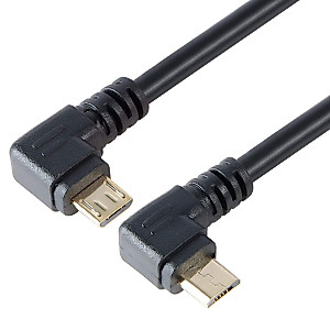 TENINYU Combo-Pack Left/Right Angle USB Cable 5.5 Inches for TV Stick and Power Bank - 90 Degree USB to Micro USB Cable for Roku TV Stick and More