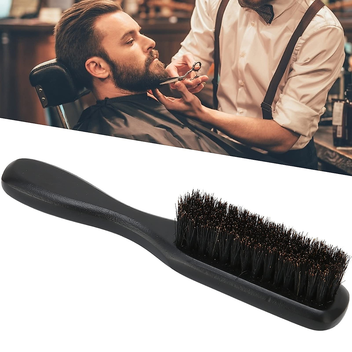 Beard Brush for Men, Mustache Brush, Mustache Comb, Beard Grooming Brush Beard Brush Hair Combs with Wooden Handle for Beards Moustaches Works with Beard Oil and Balm to Soften