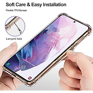KIOMY Samsung Galaxy S21 Plus Case Crystal Clear Shockproof Bumper Protective Cell Phone Back Covers for Samsung S21+ Plus 5G TPU Slim Fit Flexible Skin for Men Women Rubber Silicone 4 Corners