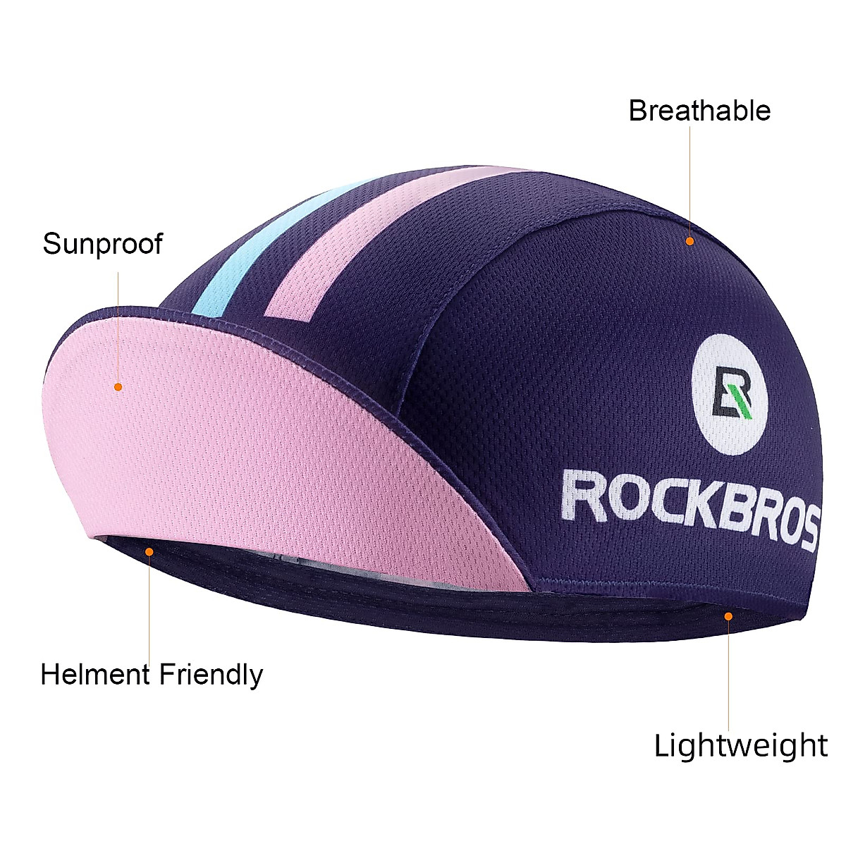ROCKBROS Men's Cycling Cap Breathable Sun Proof Helmet Liner Hat Blue Purple
