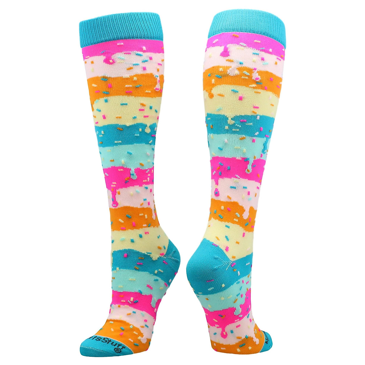 MadSportsStuff Rainbow Sprinkles Over the Calf Length Socks (Rainbow, Small)