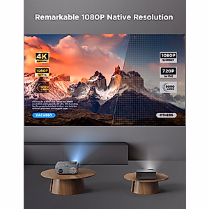 Native 1080P Projector 4K Support, 5G WiFi Bluetooth Portable Projector with Tripod, 11000L Movie Projector, 300" Display Home Projector Compatible with HDMI/TV Stick/iOS/Android/PS5