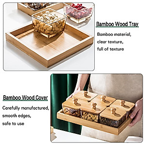 ACGrade Glass Snack Serving Tray,Household Divided Serving Tray with lid,Fruit Platter Tray for Parties,Compartment Serving Tray with lid,Square Snack Tray,Suitable for Fruit,Candy,Nuts(Clear)