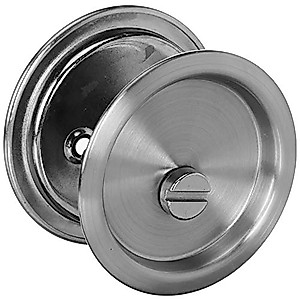 Kwikset 335 15 RND PCKT DR LCK Round Bed/Bath Pocket Door Lock in Satin Nickel