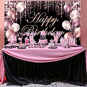 Rose Gold Happy Birthday Banner Backdrop Large Happy Birthday Yard Sign backgroud It's My Birthday Backdrop Baby Shower Party Indoor Outdoor Car Decoration Supplies for Women Girl