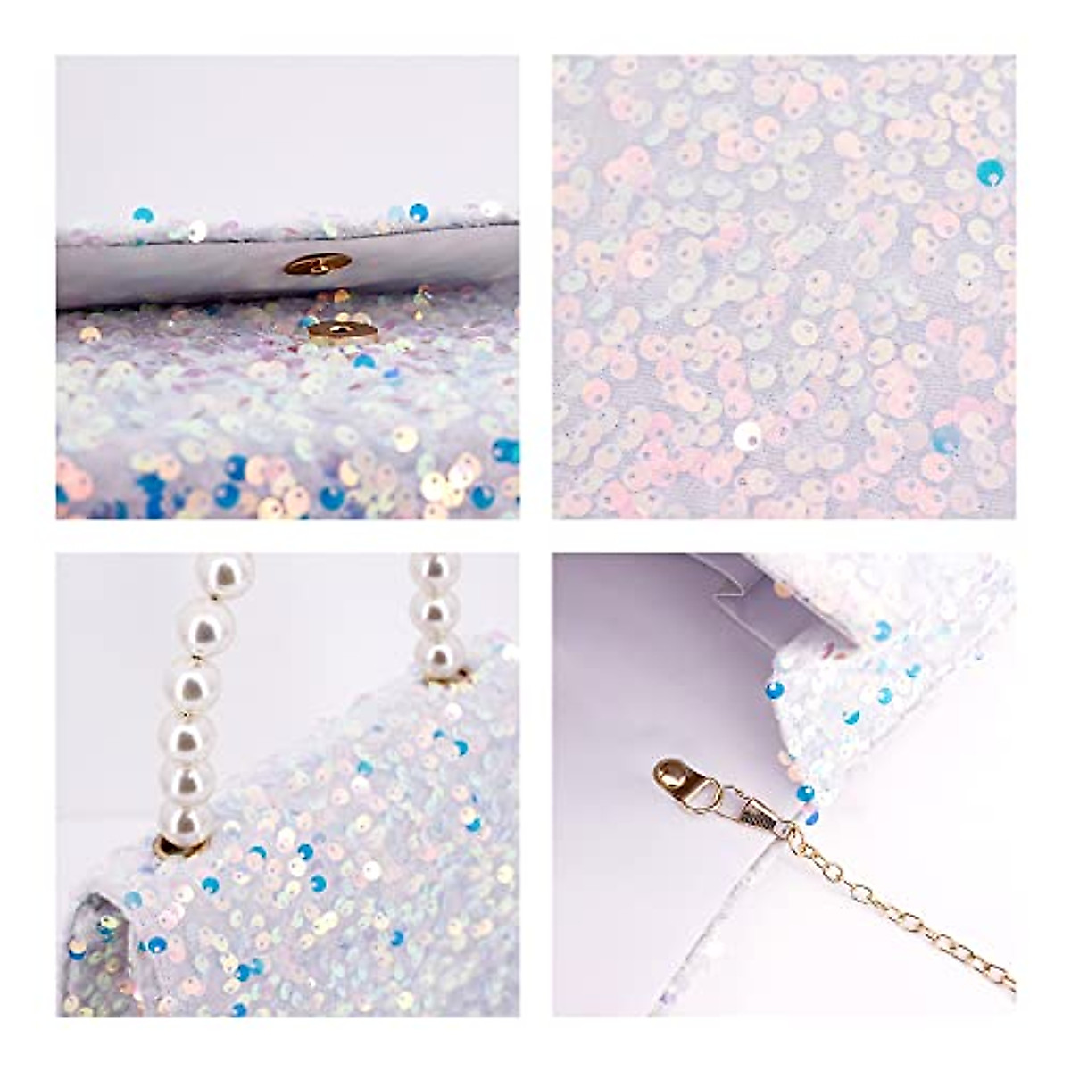 jascaela Women's Evening Handbag Cocktail Party Clutch Purse Pearl Top Handle Evening Bag