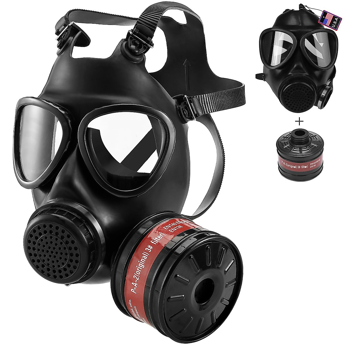 RANKSING Cover Full Face with P-A-2 40mm Canister Black Rubber for Industrial and Home use Russian Black